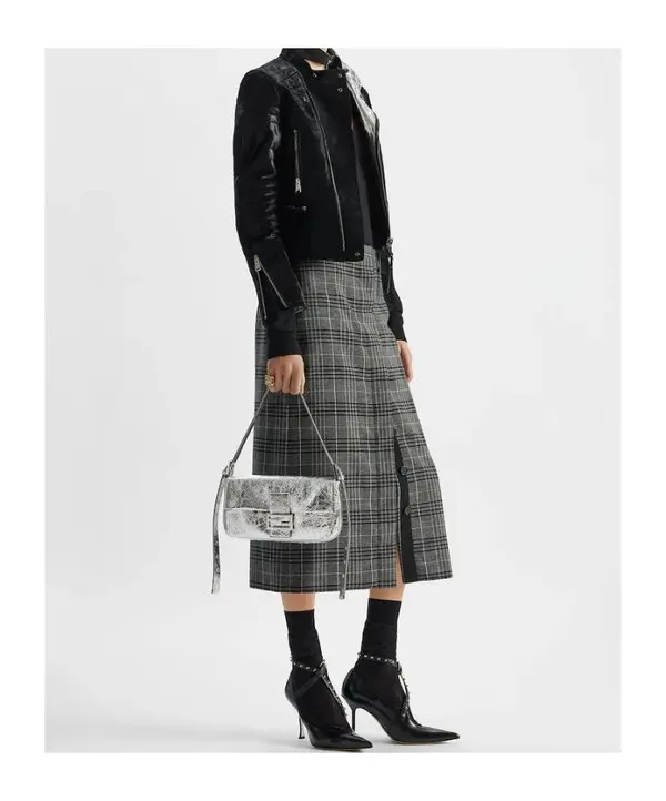 Fendi Grey Check Wool Skirt