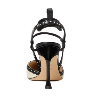Fendi Colibrì Brogues High-heeled Parchment And Leather Slingbacks