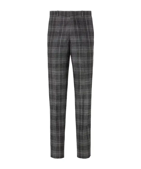 Fendi Grey Check Wool Trousers