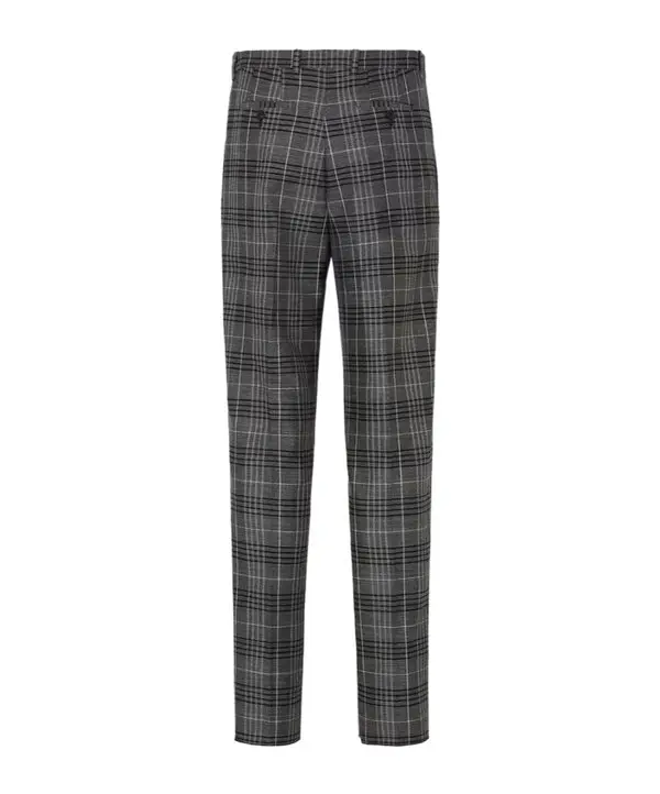 Fendi Grey Check Wool Trousers