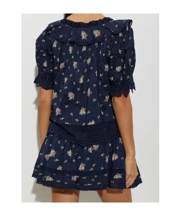 LoveShackFancy Romilly Ruffled Floral Top