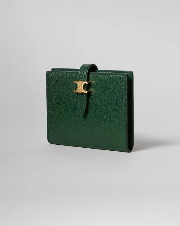 Celine Bi-fold Card Holder Triomphe Pontet In Goatskin