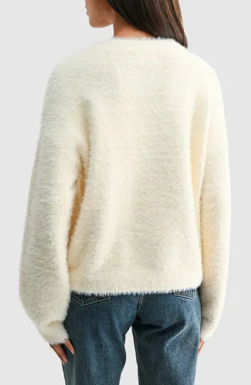 ALL IN FAVOR Fuzzy Crewneck Sweater - Ivory