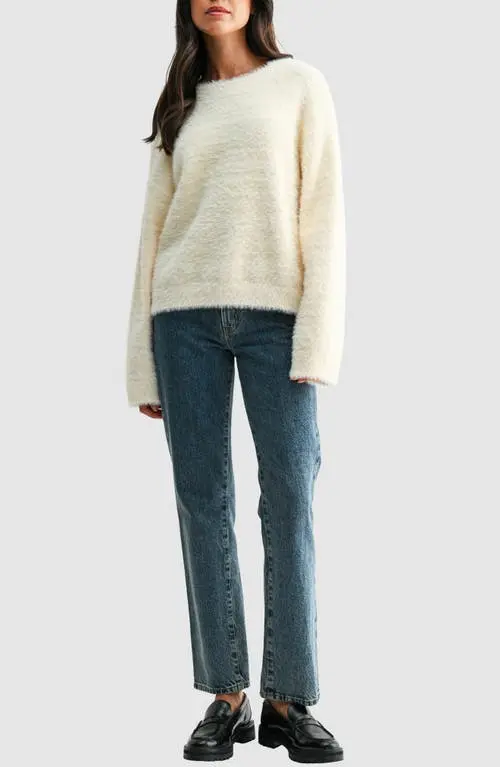 ALL IN FAVOR Fuzzy Crewneck Sweater - Ivory