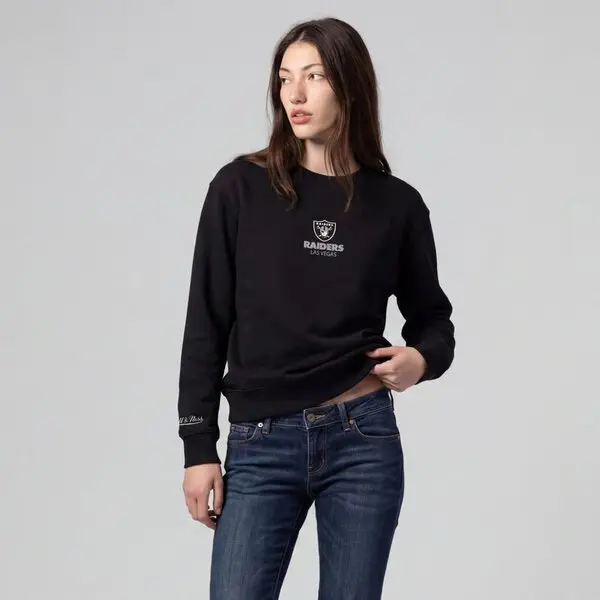 Mitchell & Ness Las Vegas Raiders Core Essentials Micro Logo Fleece Sweatshirt - Black
