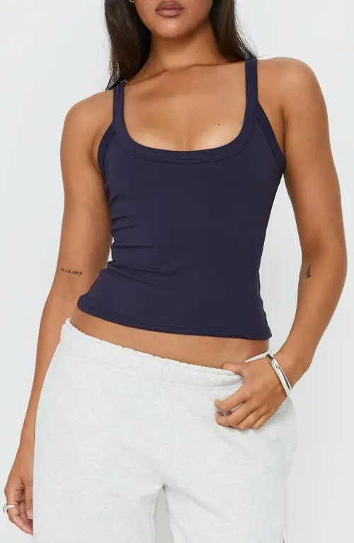 Princess Polly Kasper Cinched Longline Tank Top - Navy