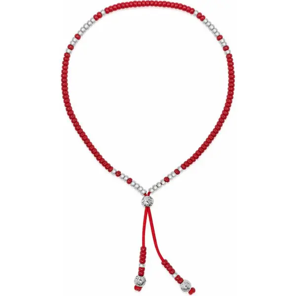 NIALAYA JEWELRY Beaded String Bracelet - Red/silver