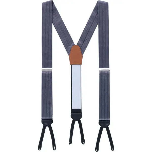 Trafalgar Classic Herringbone Formal End Silk Suspenders - Pewter