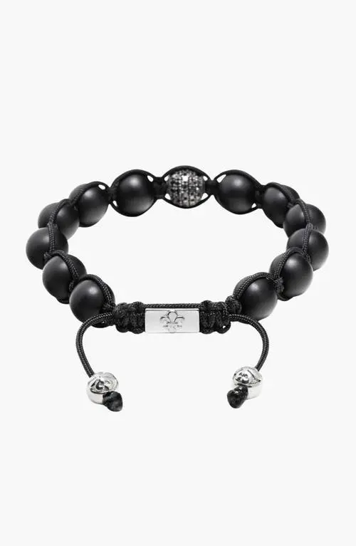 NIALAYA JEWELRY Diamond Beaded Bracelet With Matte Onyx And Sterling Silver