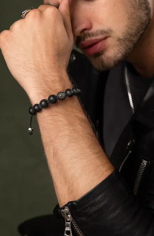 NIALAYA JEWELRY Diamond Beaded Bracelet With Matte Onyx And Sterling Silver