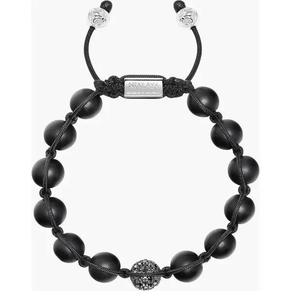 NIALAYA JEWELRY Diamond Beaded Bracelet With Matte Onyx And Sterling Silver - Black