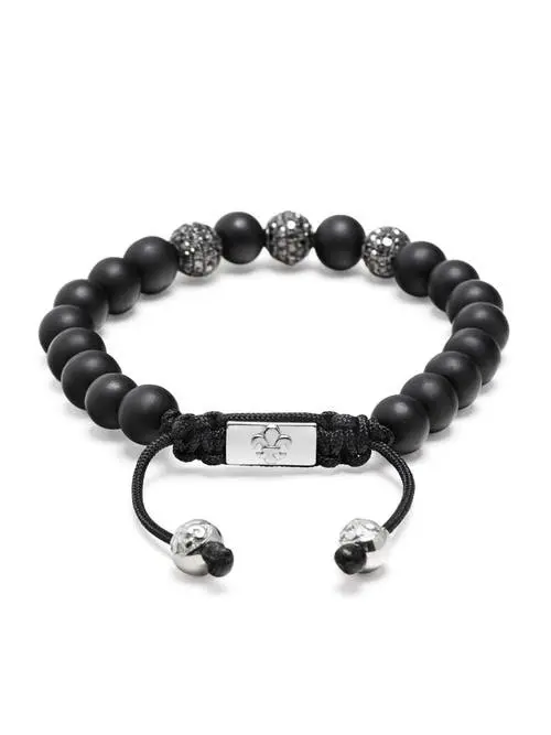 NIALAYA JEWELRY Trio Diamond Beaded Bracelet With Matte Onyx