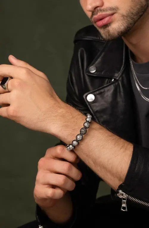 NIALAYA JEWELRY Black Diamond Beaded Sterling Bracelet
