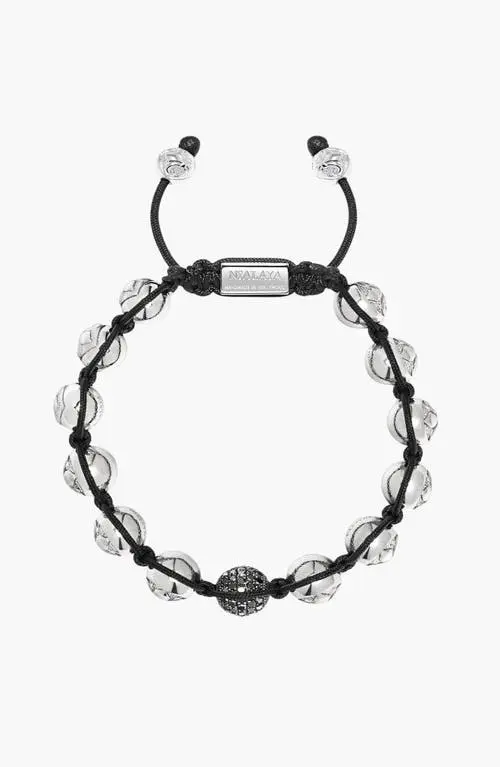 NIALAYA JEWELRY Black Diamond Beaded Sterling Bracelet - Silver