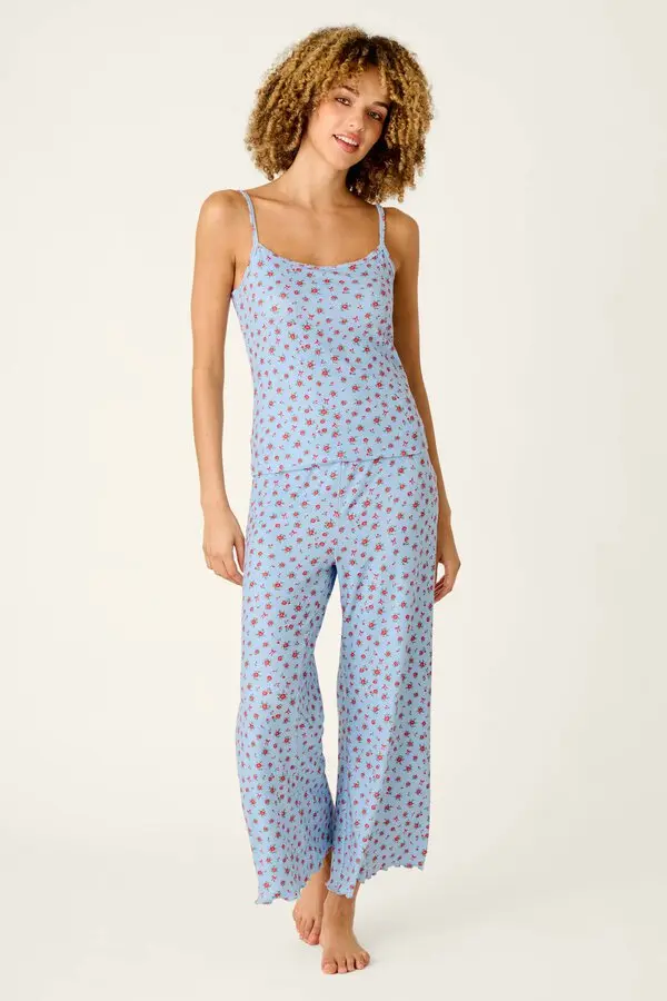 PJ Salvage Festive Florals Blue Floral Print Camisole