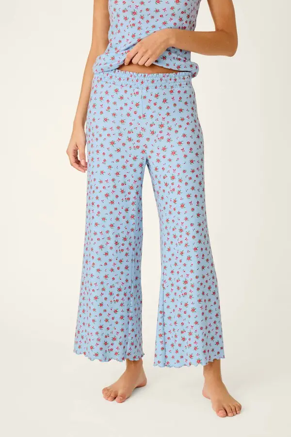 PJ Salvage Festive Florals Blue Floral Print Pajama Pants - Skyride