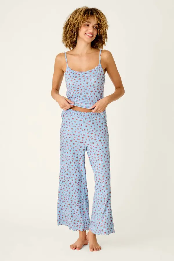 PJ Salvage Festive Florals Blue Floral Print Pajama Pants