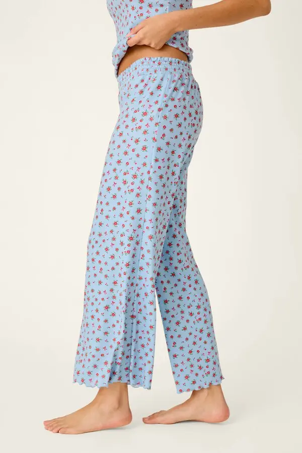 PJ Salvage Festive Florals Blue Floral Print Pajama Pants