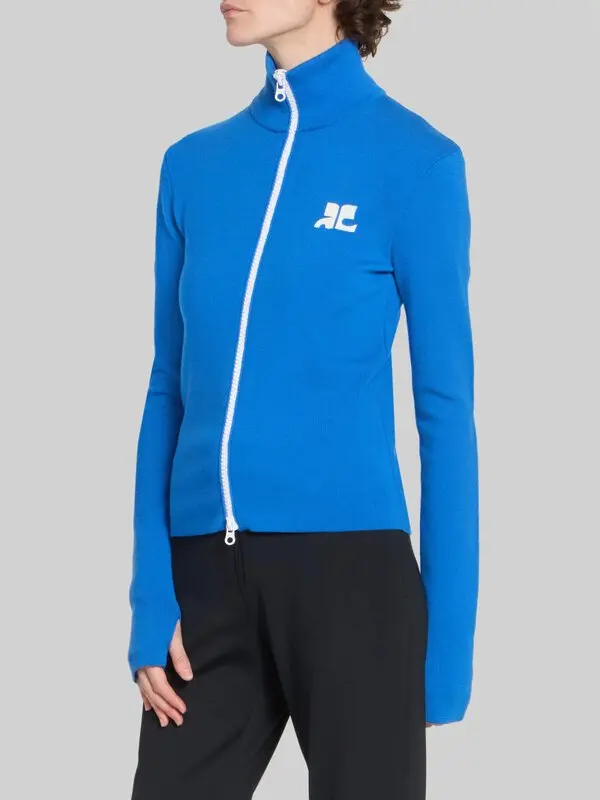 COURREGES Merino Wool Zip-front Cardigan
