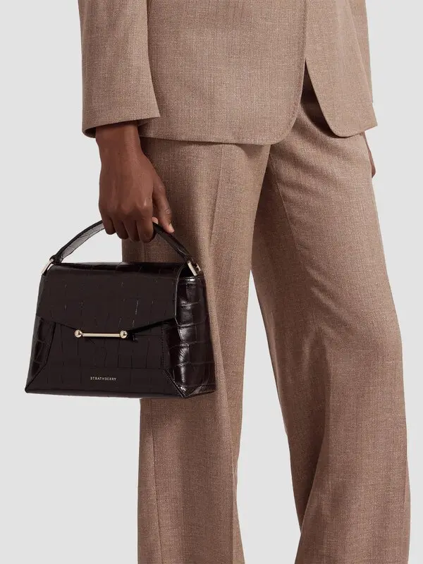 Strathberry Large Mosaic Croc-embossed Leather Top Handle Bag
