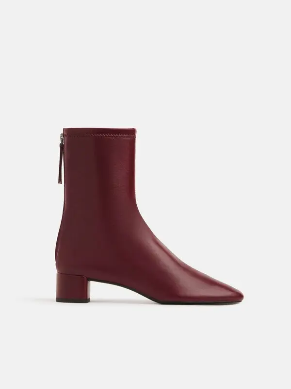 REFORMATION Aveline Block Heeled Ankle Boot - Red