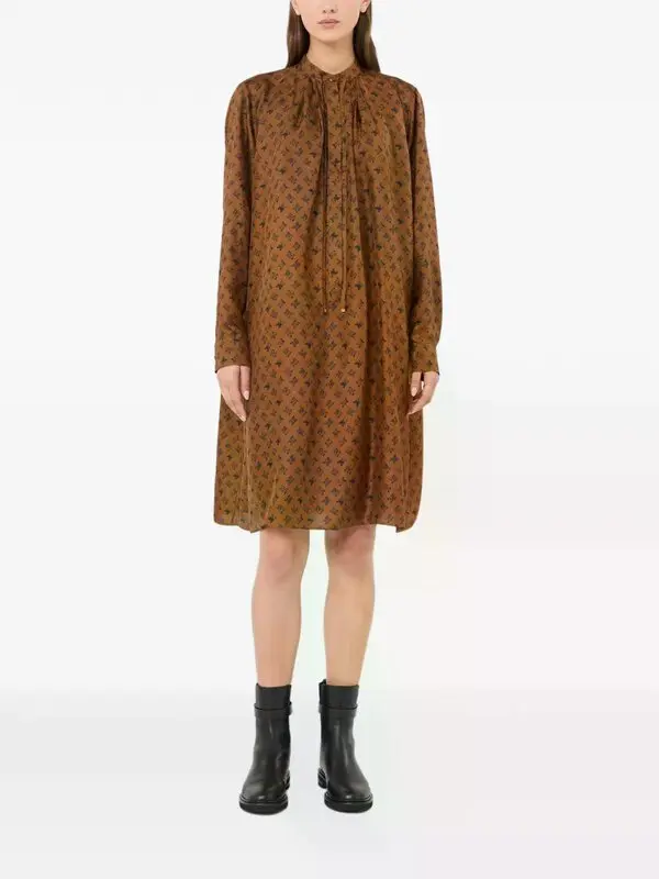 Max Mara Monogram-print Silk Mini Dress