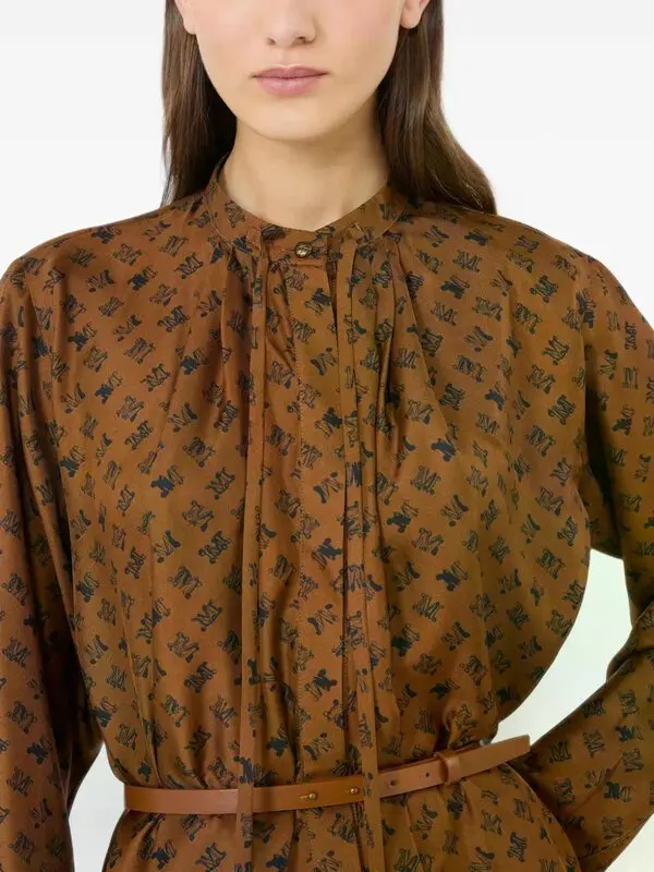 Max Mara Monogram-print Silk Mini Dress