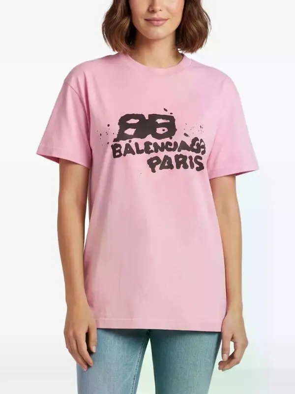 Balenciaga Logo-print Distressed T-shirt - Pink