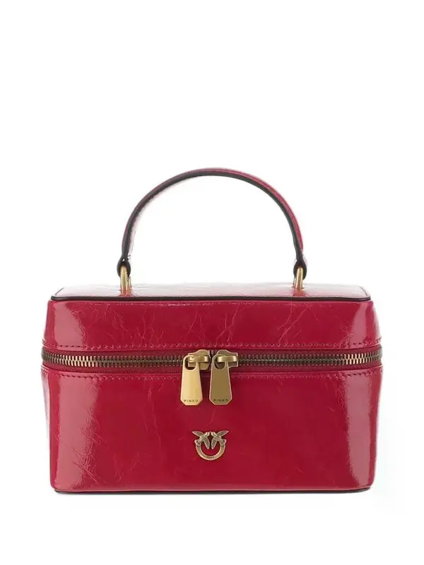 Pinko Small Crossbody Bag In Glossy Leather - Red
