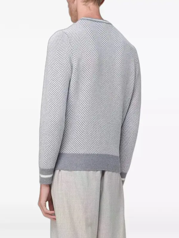 XC Herringbone-knit Crew-neck Sweater