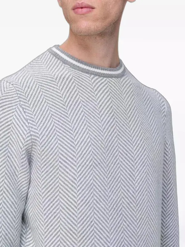 XC Herringbone-knit Crew-neck Sweater