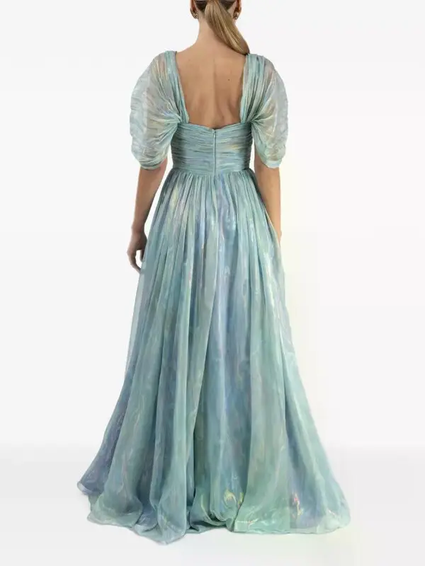 MONARH Coated-silk Pleated Gown