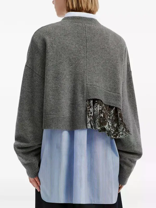 ENFOLD Velvet-panel Cropped Cardigan
