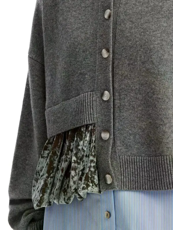 ENFOLD Velvet-panel Cropped Cardigan