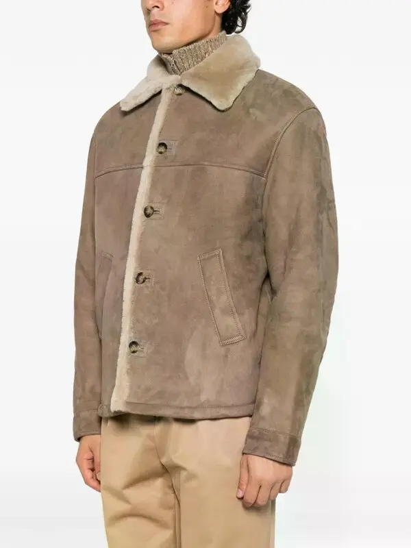 7 For All Mankind Shearling-collar Suede Coat