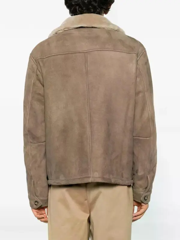 7 For All Mankind Shearling-collar Suede Coat