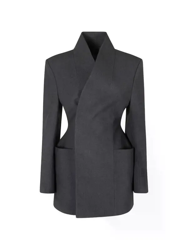 LA PISCINE Sculpted Single-breasted Blazer - Grey