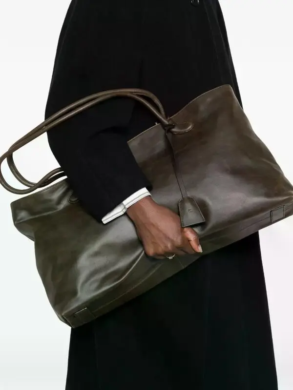 LOW CLASSIC Haricot Logo-debossed Leather Tote Bag
