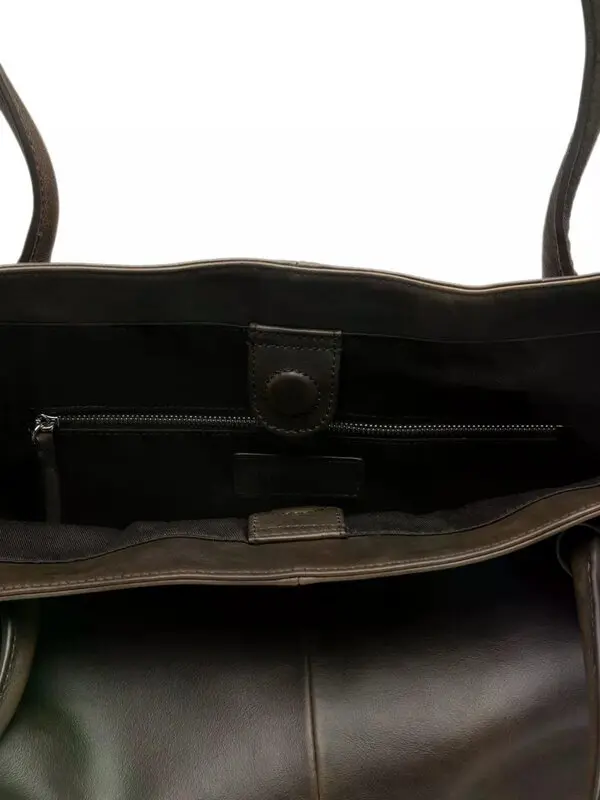 LOW CLASSIC Haricot Logo-debossed Leather Tote Bag