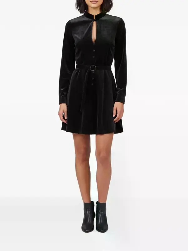 Dior Belted Velvet Mini Dress - Black