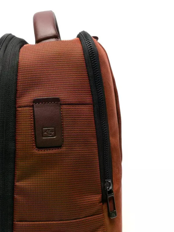 PIQUADRO Suede-panelled Logo-plaque Backpack