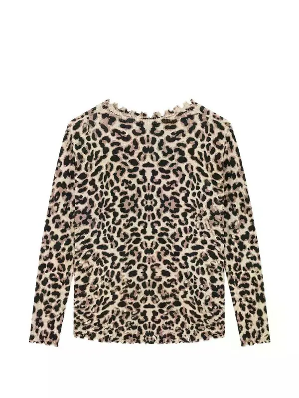 KUJTEN Melah Leopard-print Lettuce-trim Sweater