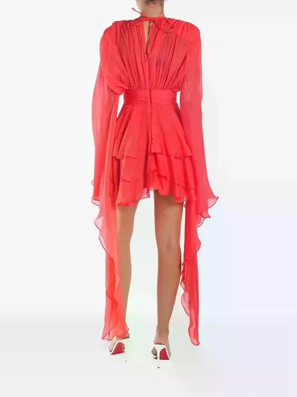 MONARH Ruffled Flowing-sleeve Mini Dress