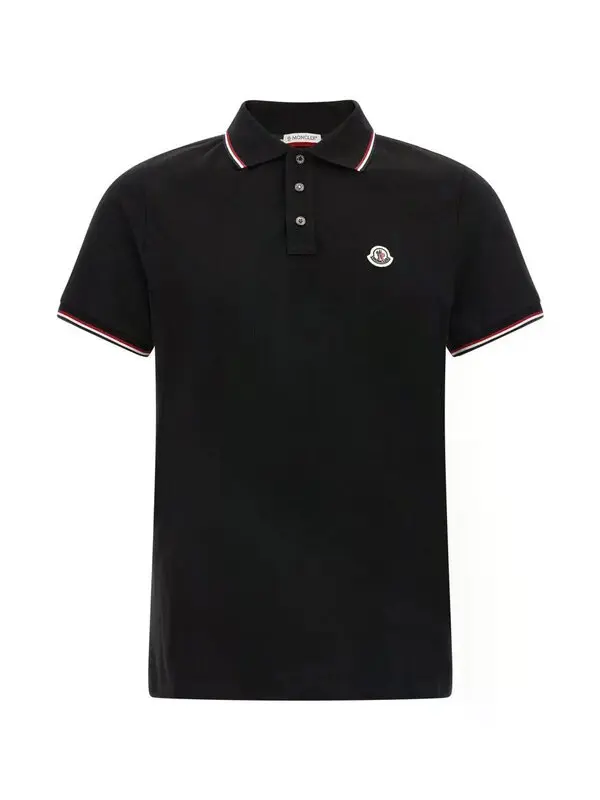 Moncler Logo-patch Tipped Polo Shirt - Black