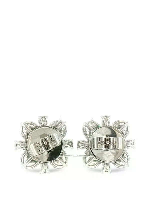 HYT JEWELRY Emerald And Diamond Stud Earrings - Silver