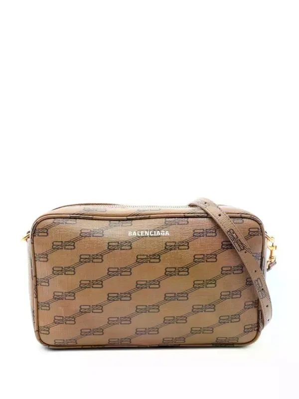 Balenciaga 2018-2026 Medium Bb Monogram Signature Camera Bag Crossbody Bag - Brown