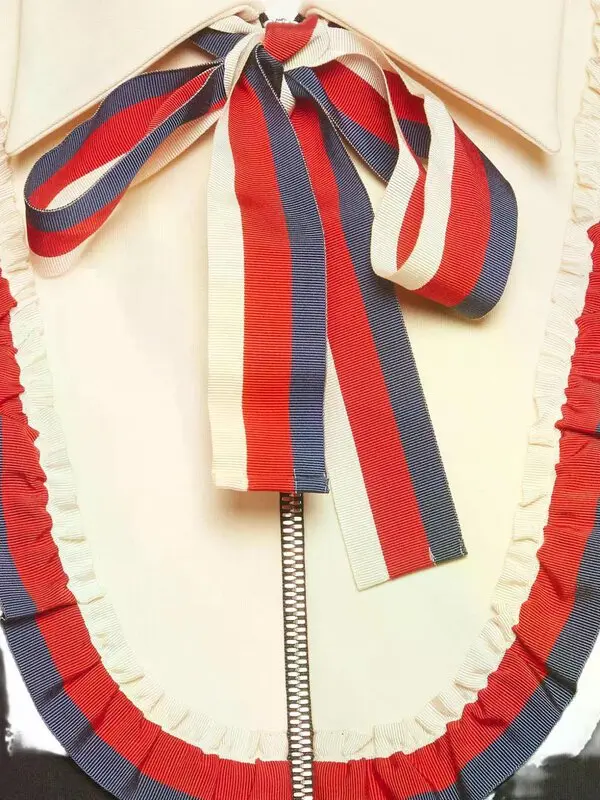 Gucci Web Stripe Ruffle Midi Dress