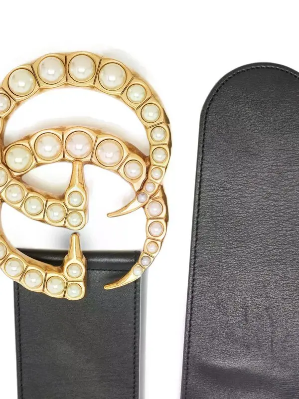 Gucci Gg Marmont Pearl-studded Belt