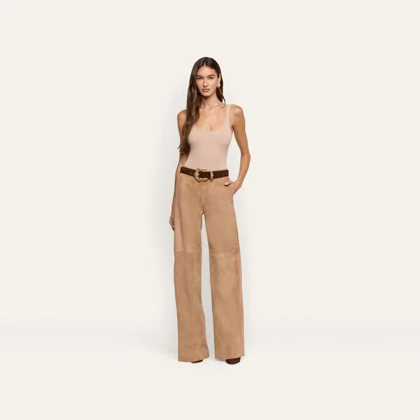 L'AGENCE Livvy Suede Straight-leg Trouser