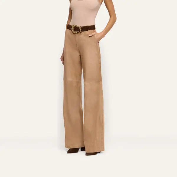 L'AGENCE Livvy Suede Straight-leg Trouser